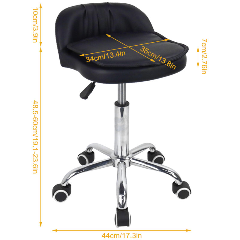 Inbox Zero Louisha Backed Adjustable Height Ergonomic Lab Stool with Footring Wheels | Wayfair